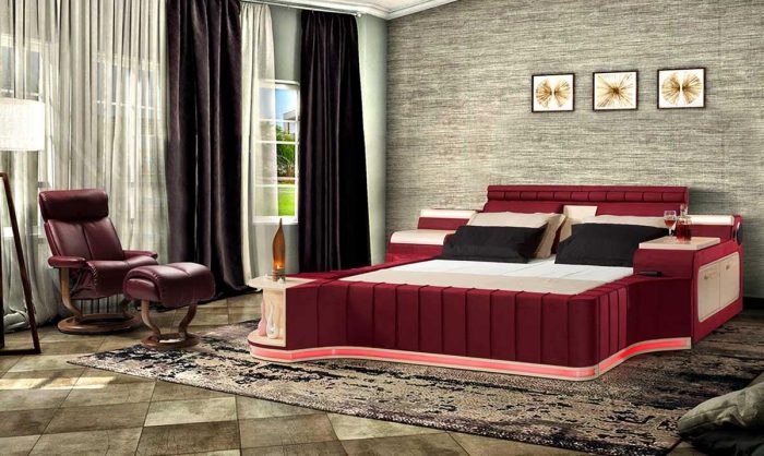 Velsen Luxury Smart TV Bed With Chaise Lounger Chair and Bluetooth ...
