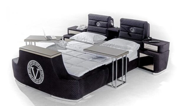 Velsen Luxury Smart TV Bed With Chaise Lounger Chair and Bluetooth ...